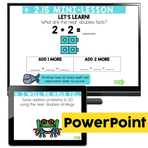 Lucky to Learn Math - 1st Grade - Lesson 2.15 - Adding Near Doubles ...