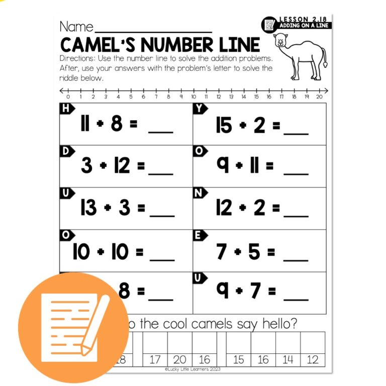 Lucky to Learn Math - 1st Grade - Lesson 2.18 - Number Line ...
