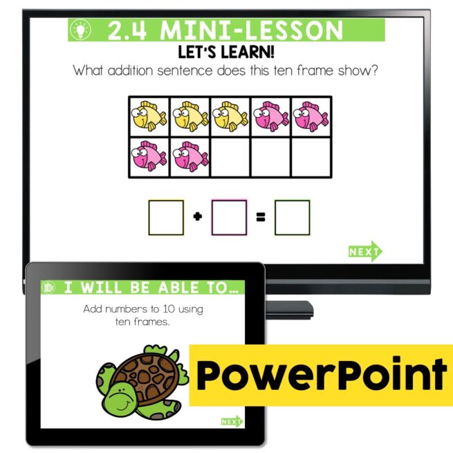 Lucky to Learn Math - 1st Grade - Lesson 2.4 - Add with Ten Frames to ...
