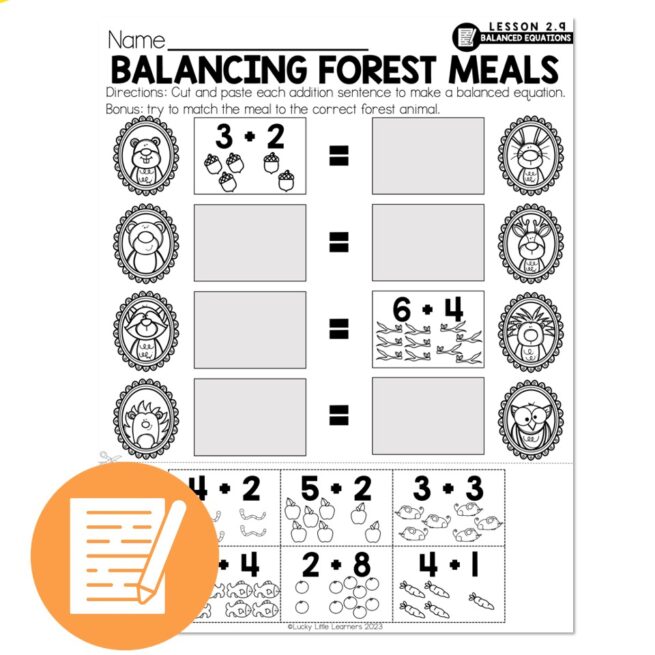 Lucky to Learn Math - 1st Grade - Lesson 2.9 - Balanced Equations ...