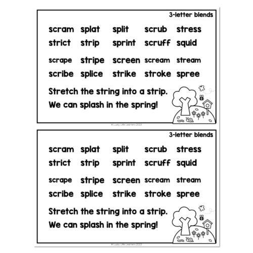 Lucky to Learn Phonics - 3-letter Blends - Word and Sentence List ...