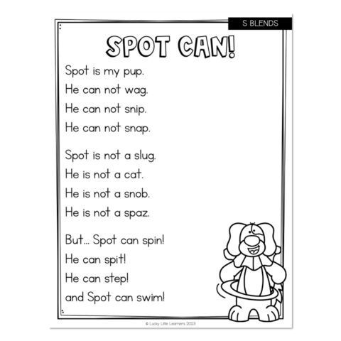Lucky to Learn Phonics - Beginning S Blends - 1st Grade Phonics Poem ...