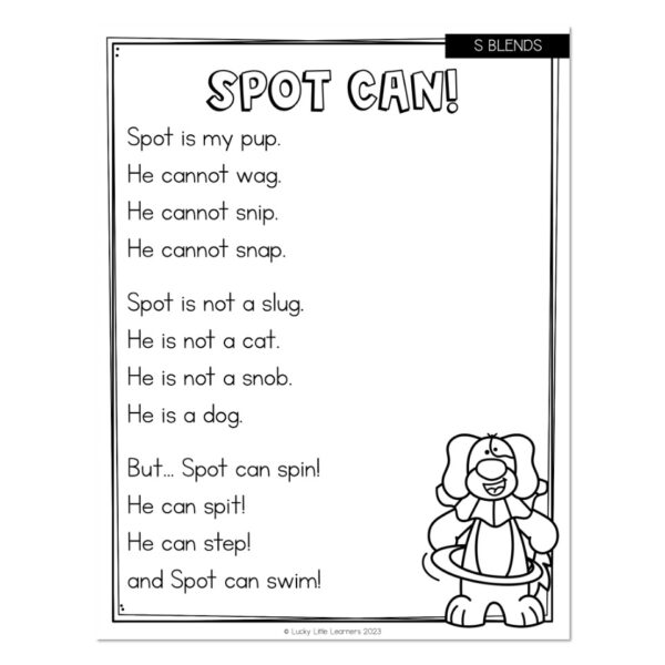 Lucky to Learn Phonics - Beginning S Blends - 1st Grade Phonics Poem ...