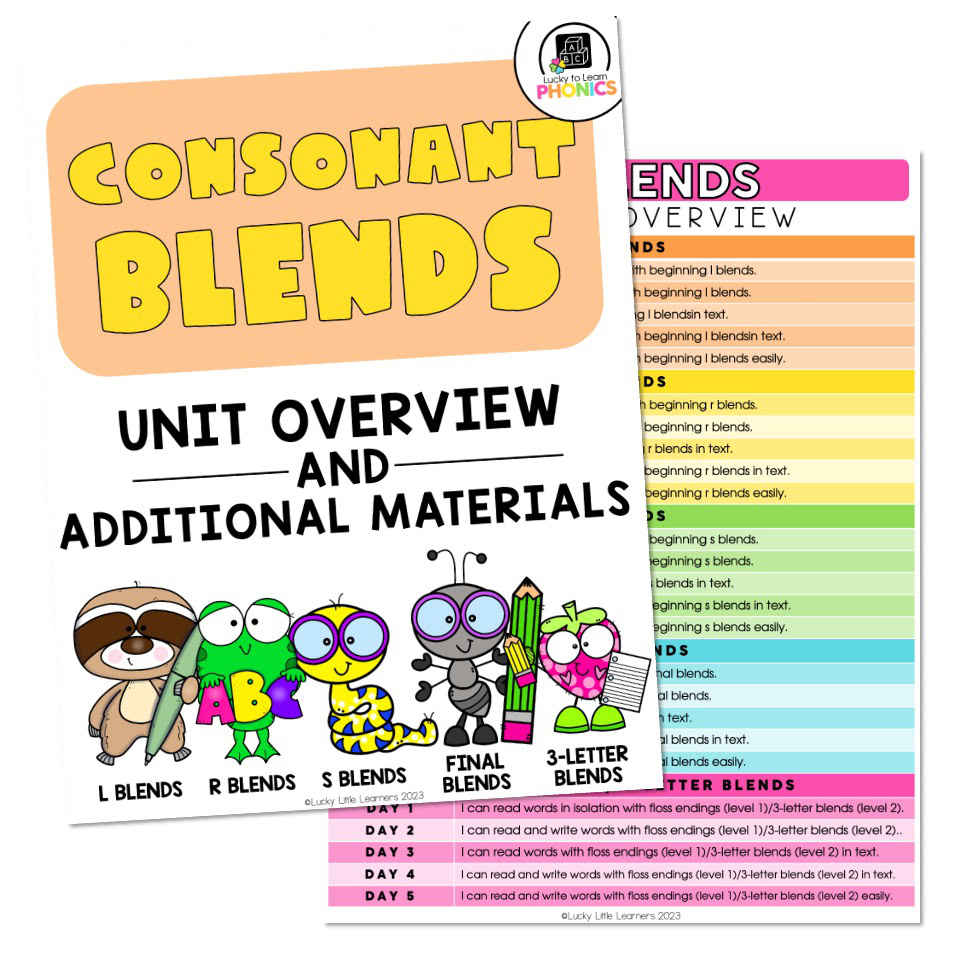 Lucky to Learn Phonics - Blends - Unit Overview and Additional ...