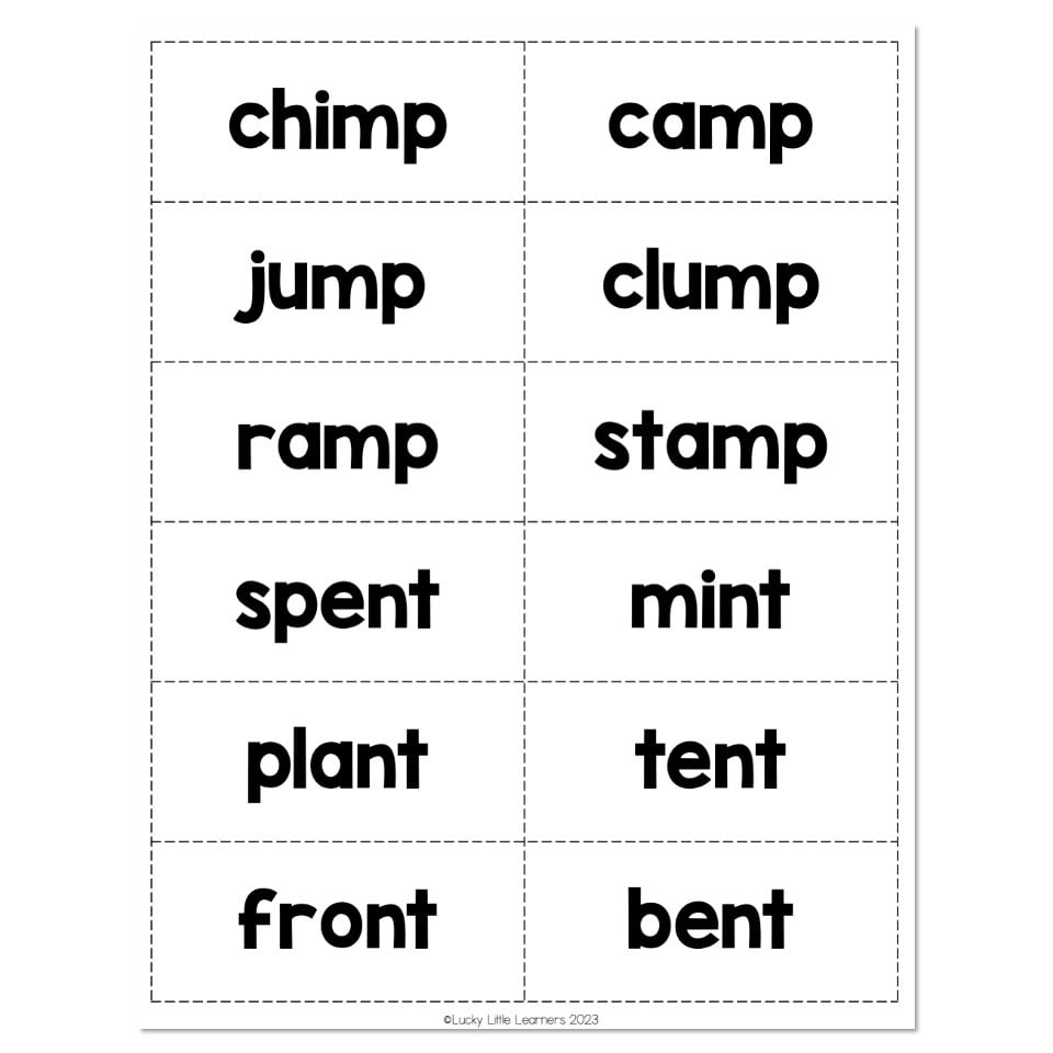 Lucky to Learn Phonics - Final Blends - Word Cards - Lucky Little Learners