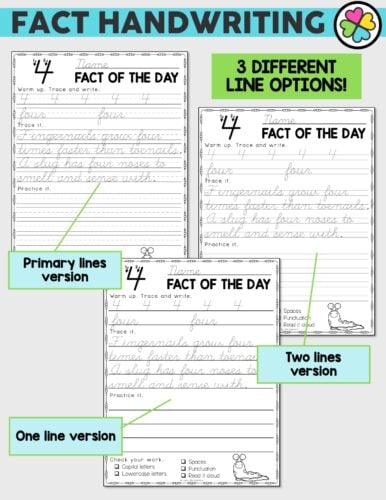 Cursive Handwriting Practice - Jokes and Facts - Lucky Little Learners