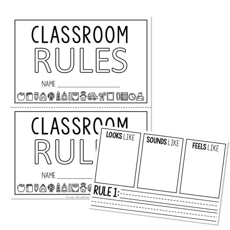 Classroom Setup - Visuals - Class Rules Booklet with 6 rules - Lucky ...