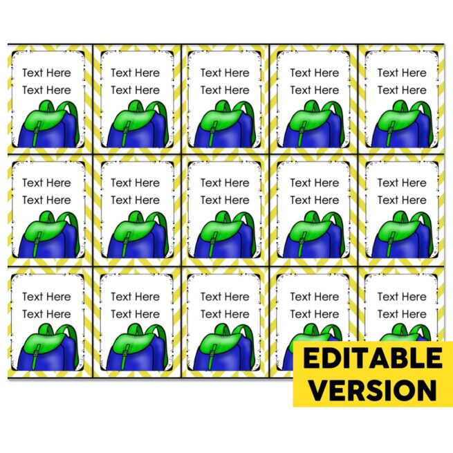 Editable - Brag Tags - School Images - Blue and Green Backpack - Lucky ...