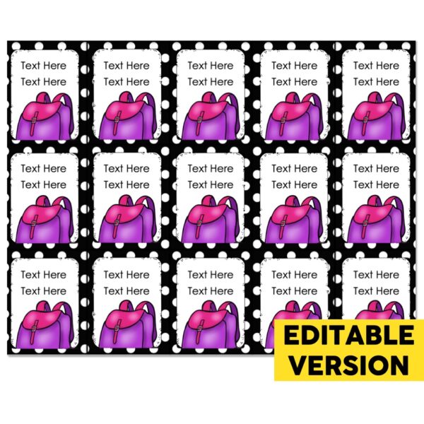 Editable - Brag Tags - School Images - Pink and Purple Backpack - Lucky ...