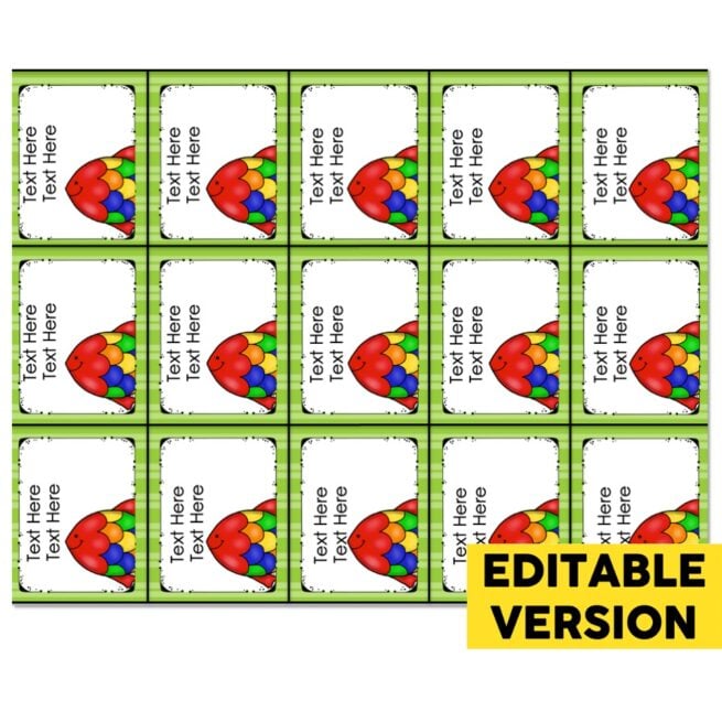 Editable - Brag Tags - School Images - Rainbow Fish - Lucky Little Learners