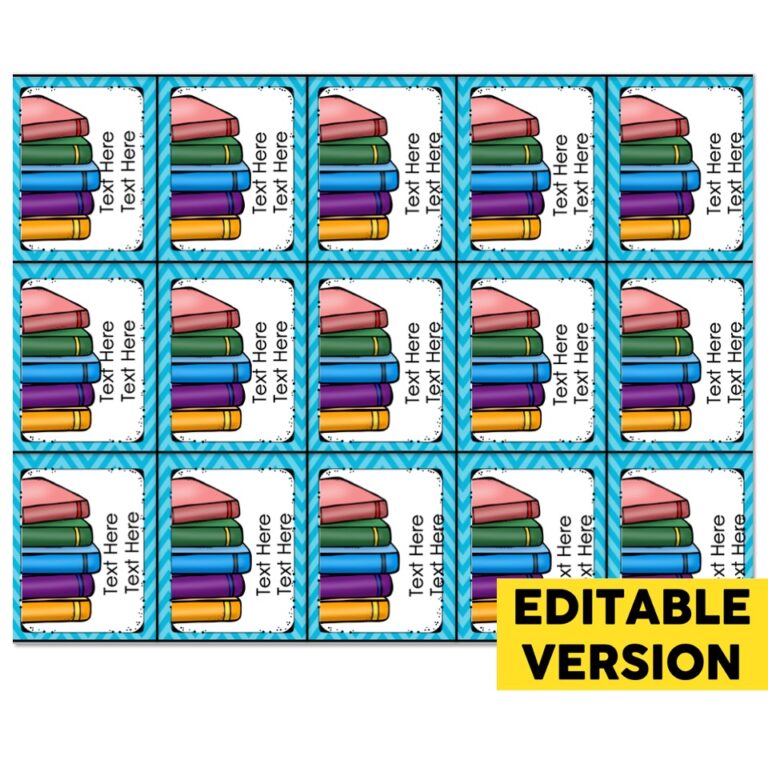 Editable - Brag Tags - School Images - Stack of Books - Lucky Little ...