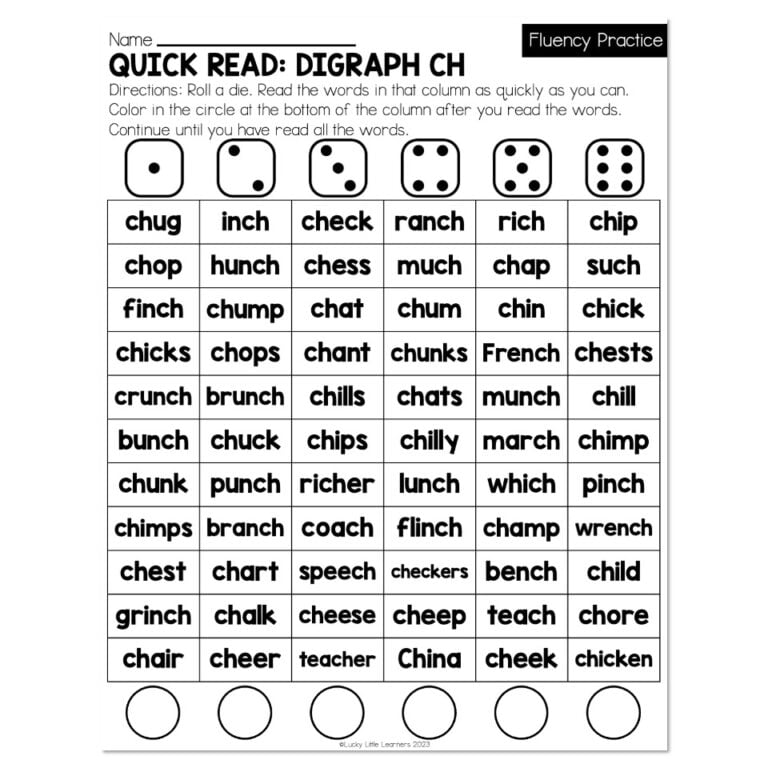 Lucky to Learn Phonics - Digraphs CH - Quick Read Fluency Practice ...
