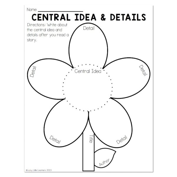 Central Idea and Details - Flower Reading Graphic Organizer - Lucky ...