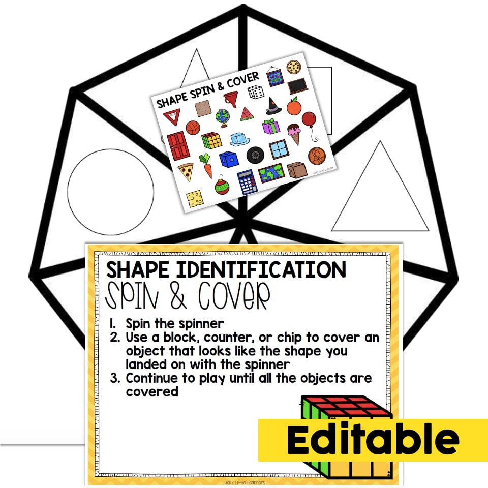 Editable 2nd Grade Math Center - November - Shape Identification - Spin ...