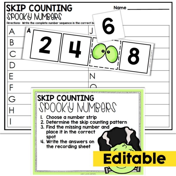 Editable 2nd Grade Math Center - October - Skip Counting - Spooky ...