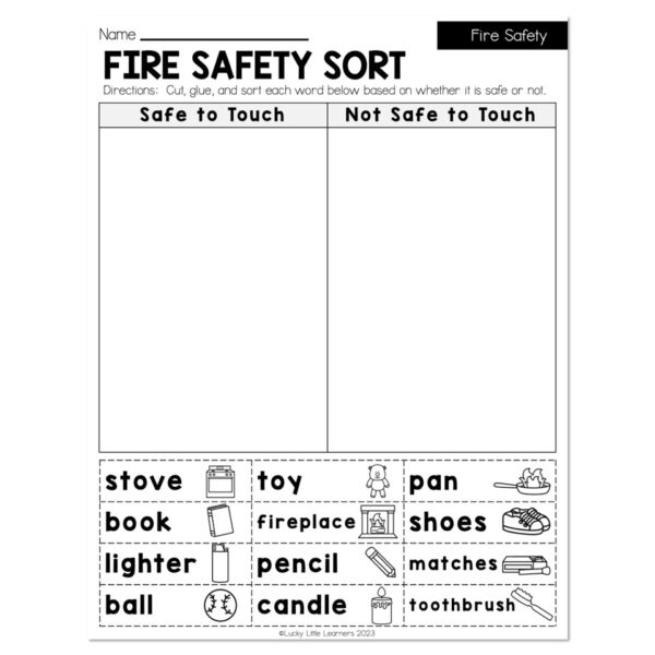 Fire Safety - Fire Safety Sort - Lucky Little Learners