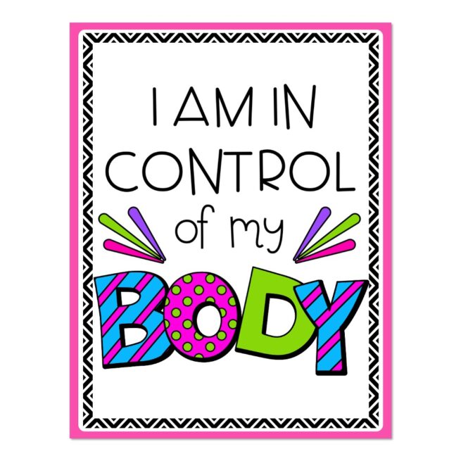 Growth Mindset Posters - I Am In Control of My Body - Lucky Little Learners