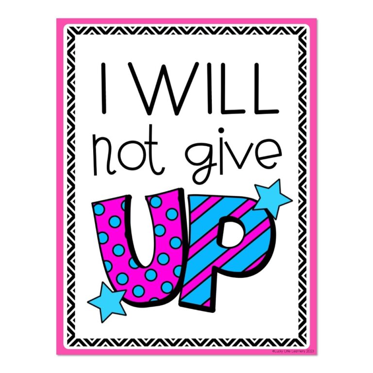 Growth Mindset Posters - Not Giving Up - Lucky Little Learners