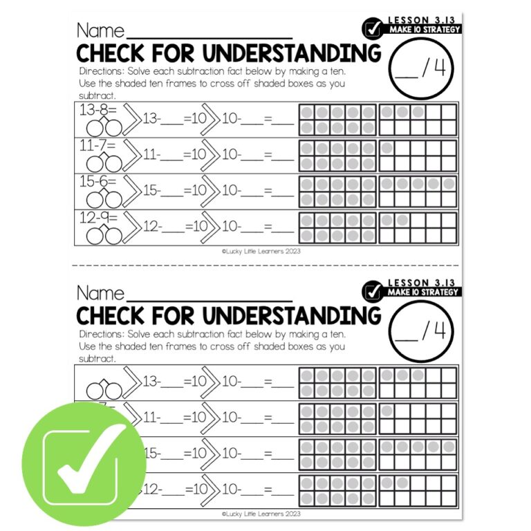 Lucky to Learn Math - 1st Grade - Lesson 3.13 - Make Ten Strategy ...