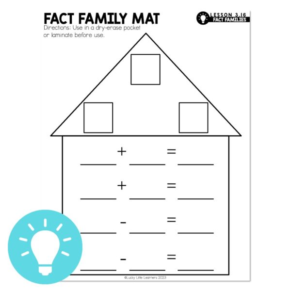 Lucky to Learn Math - 1st Grade - Lesson 3.16 - Fact Families - Mini ...