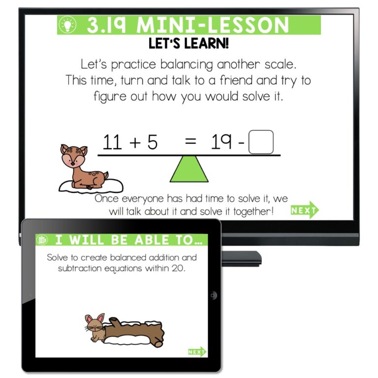 Lucky to Learn Math - 1st Grade - Lesson 3.19 - Balanced Equations with ...