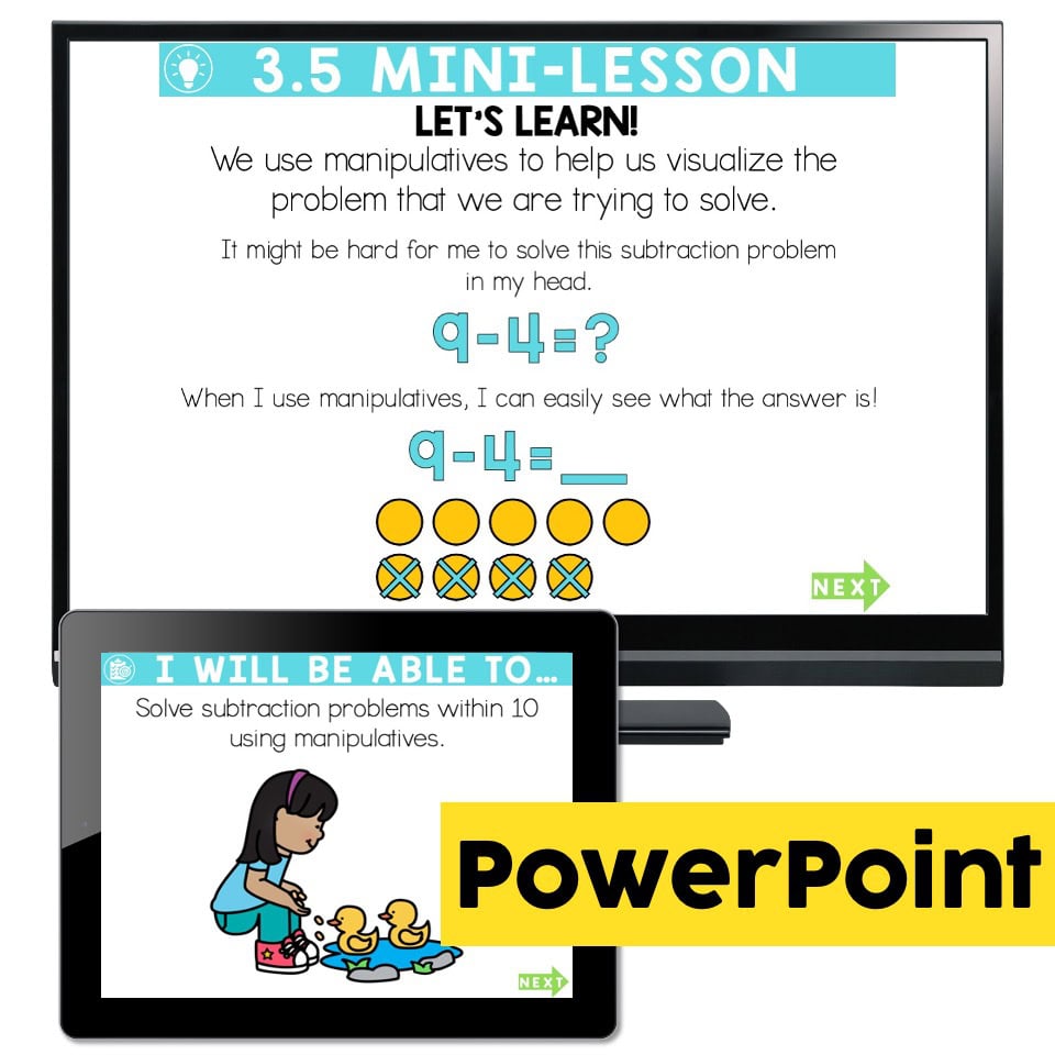Lucky to Learn Math - 1st Grade - Lesson 3.5 - Subtract from 10 with ...
