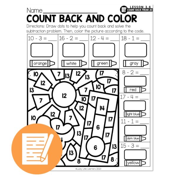 Lucky to Learn Math - 1st Grade - Lesson 3.6 - Count Back from 20 ...