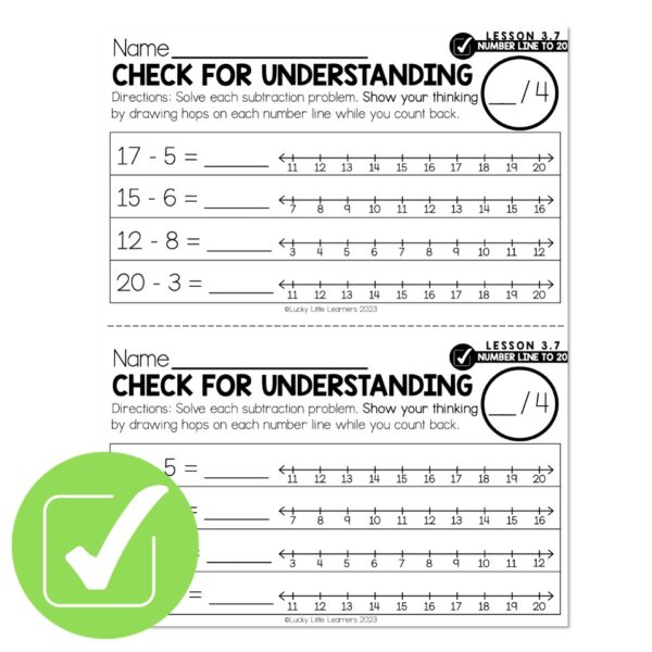 Lucky to Learn Math - 1st Grade - Lesson 3.7 - Number Line to 20 ...