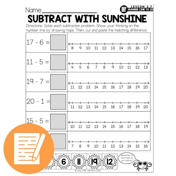 Lucky to Learn Math - 1st Grade - Lesson 3.7 - Number Line to 20 ...