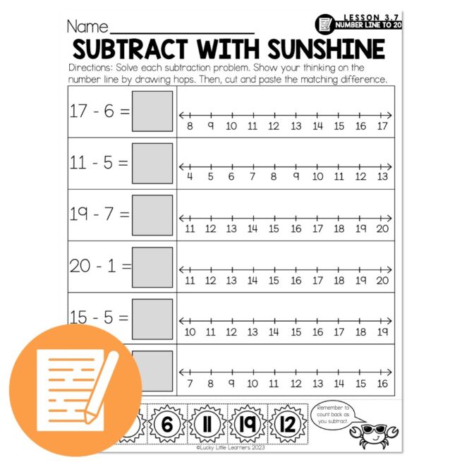 Lucky to Learn Math - 1st Grade - Lesson 3.7 - Number Line to 20 ...