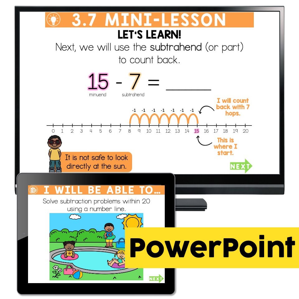 Lucky to Learn Math - 1st Grade - Lesson 3.7 - Number Line to 20 ...