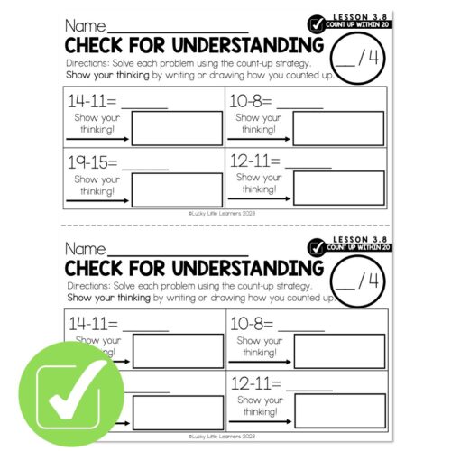 Lucky to Learn Math - 1st Grade - Lesson 3.8 - Count-Up Strategy ...