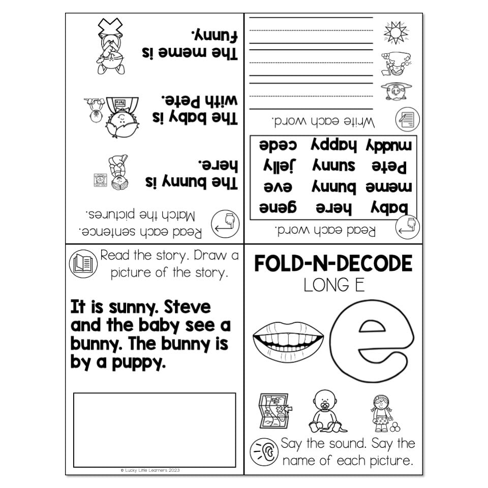 Lucky to Learn Phonics - Silent E - Long E and Jobs of Y - Fold-N ...