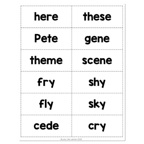 Lucky to Learn Phonics - Silent E - Long E and Jobs of Y - Word Cards ...