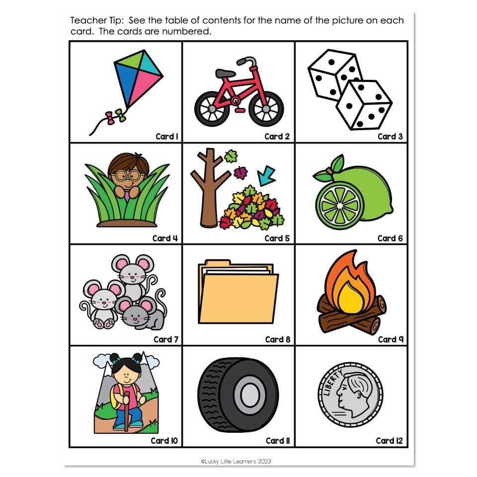 Lucky to Learn Phonics - Silent E - Long I - Picture Cards - Lucky ...