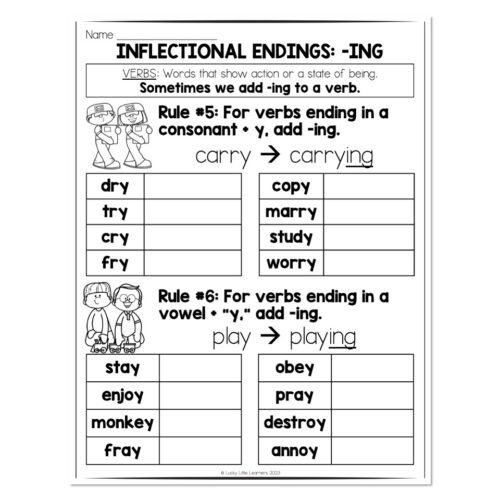 Multisyllable Words Book - Inflectional Endings - ING - Rules 3 - Lucky ...