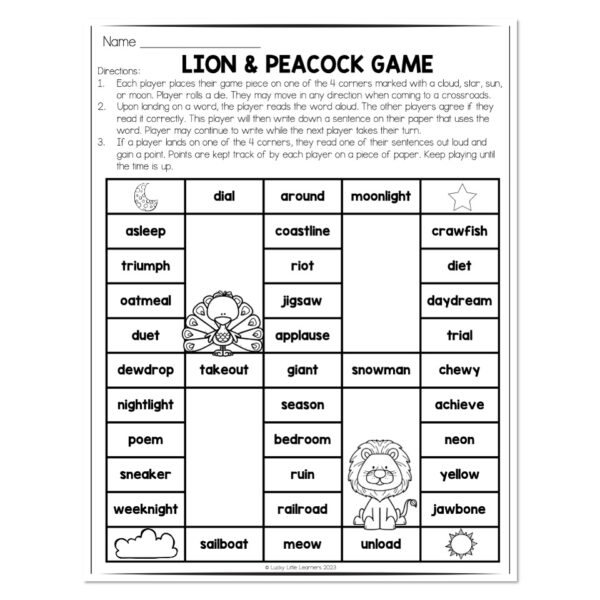 Multisyllable Words Book - Lion and Peacock Rules - Open and Vowel Team ...