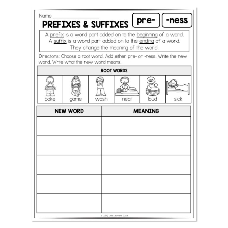 Multisyllable Words Book - Prefixes and Suffixes - PRE and NESS - Words ...