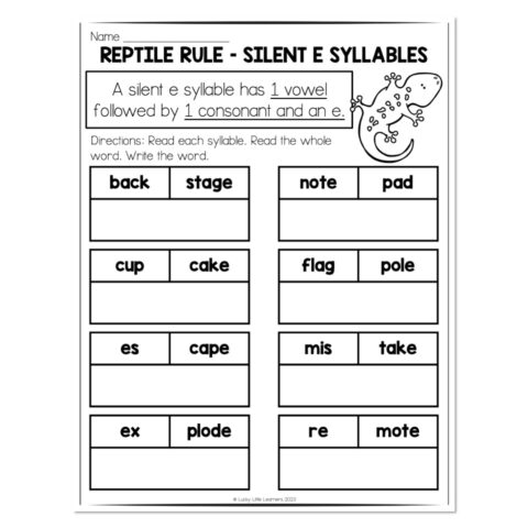 Multisyllable Words Book - Reptile Rule - Silent E Syllable - Combine ...
