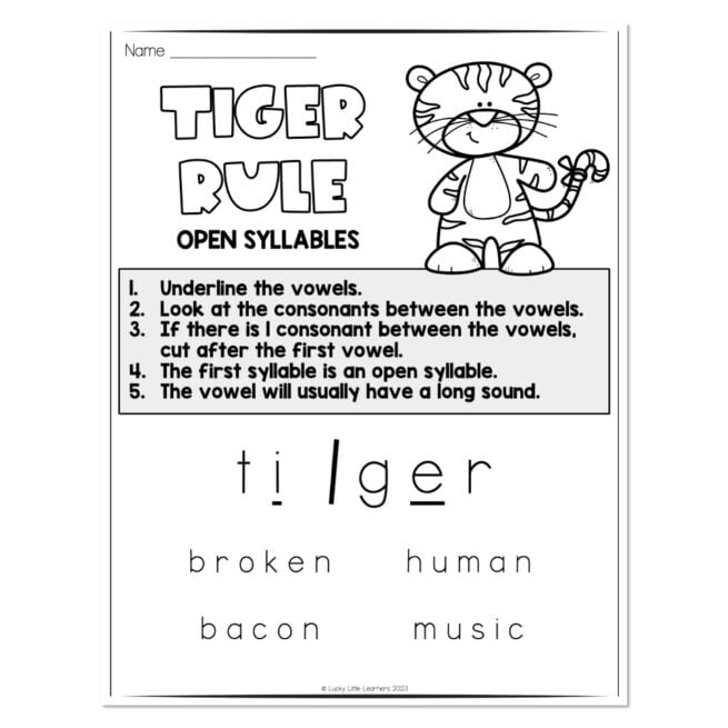 Multisyllable Words Book - Tiger Rule - Open Syllable - Overview ...