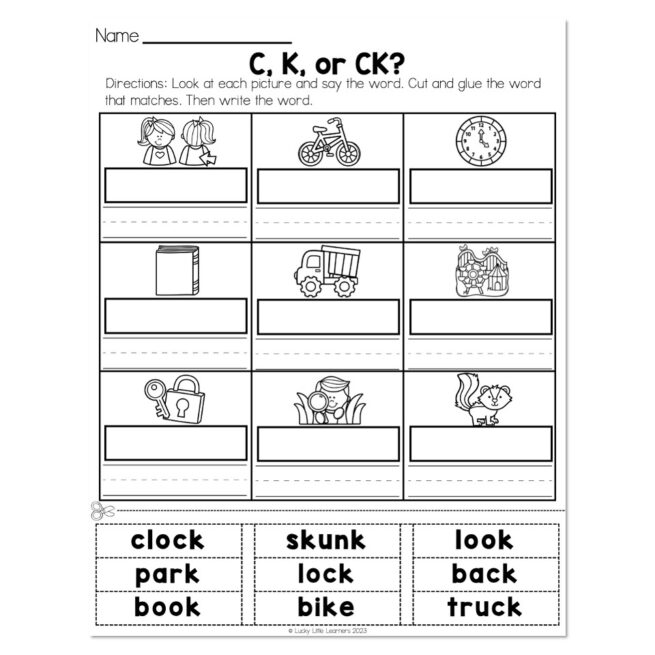 Phonics Worksheet C K Or CK Lucky Little Learners Phonics Worksheet C K Or CK Lucky Little Learners