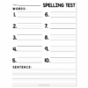 Spelling Test Template - 10 words, sentence line - Lucky Little Learners