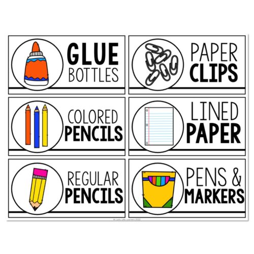 Supply Labels - Color Version - Lucky Little Learners