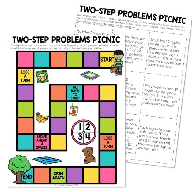 Two-Step Word Story Problems within 20 - Two Step Problems Picnic ...