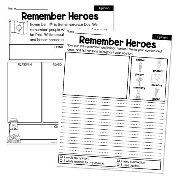 Canadian Remembrance Day - November 11 - Writing Prompt - Remembering ...