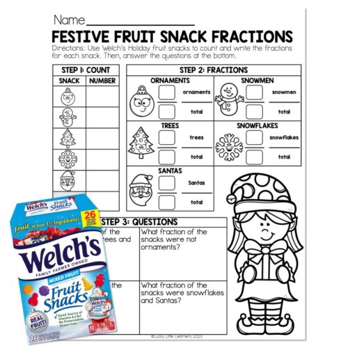 Holiday Festive Fruit Snack Fractions - Lucky Little Learners