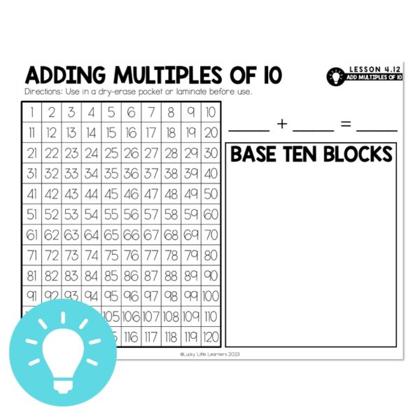 Lucky to Learn Math - 1st Grade - Lesson 4.12 - Add Multiples of Ten ...