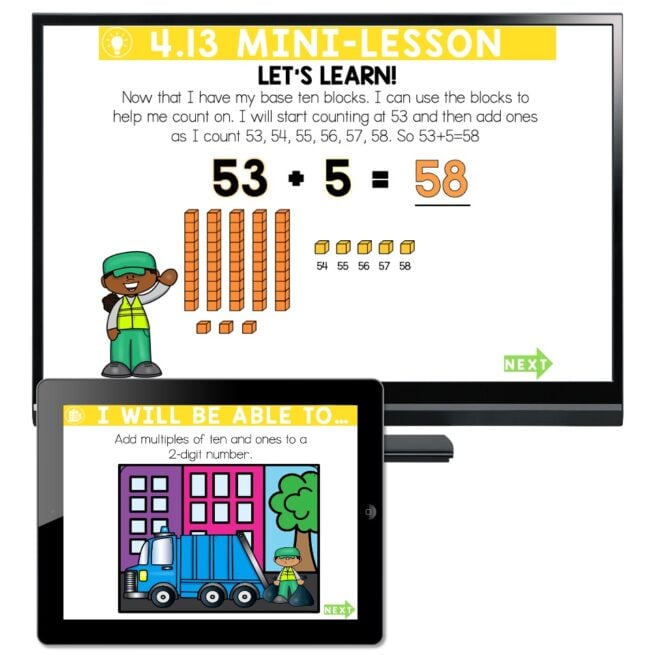 Lucky to Learn Math - 1st Grade - Lesson 4.13 - Add Tens and Ones to a ...