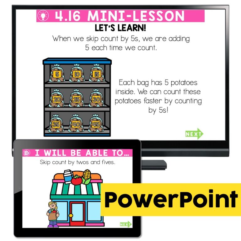 Lucky to Learn Math - 1st Grade - Lesson 4.16 - Skip Count by 2s and 5s ...