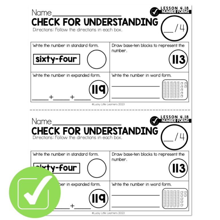Lucky to Learn Math - 1st Grade - Lesson 4.18 - Represent Numbers in a ...